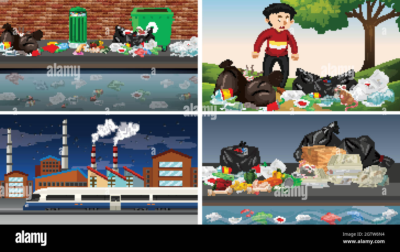 Set of polluted scenes Stock Vector Image & Art - Alamy