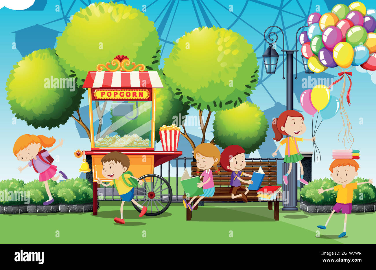 Children having fun in amusement park Stock Vector Images - Alamy