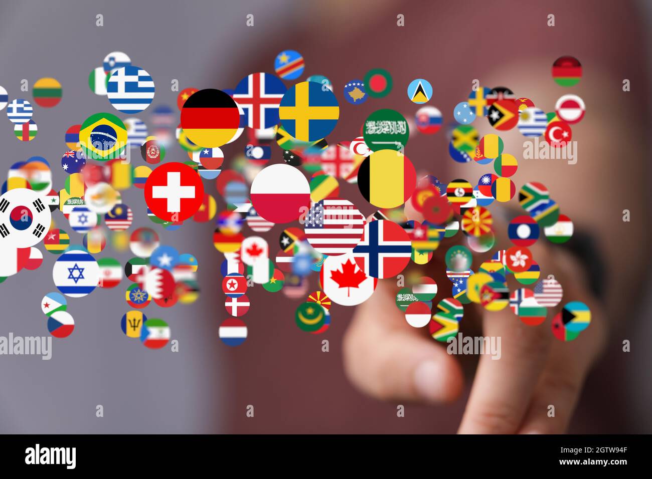 Person presenting a 3D rendered projection of different countries Stock ...