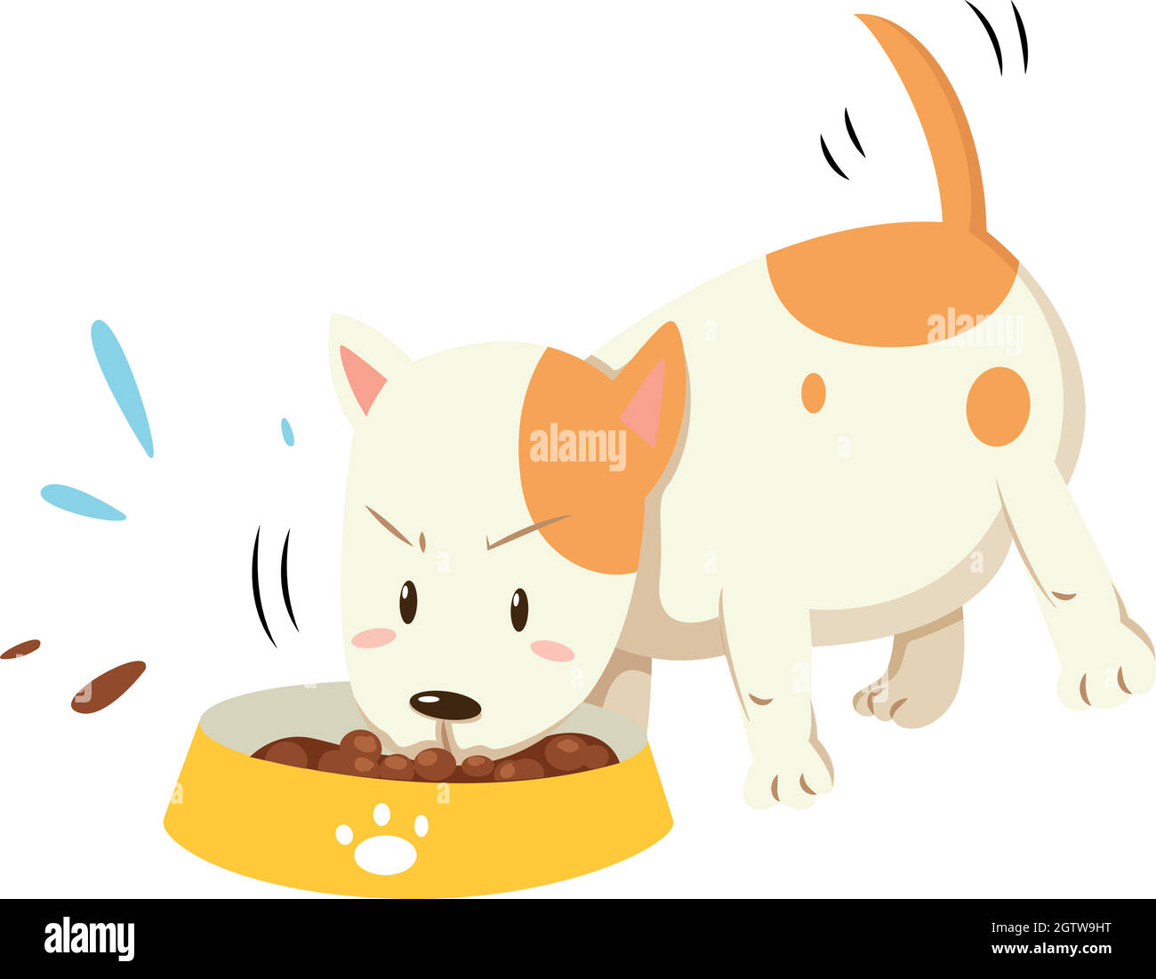 Little puppy eating from the bowl Stock Vector Image & Art - Alamy
