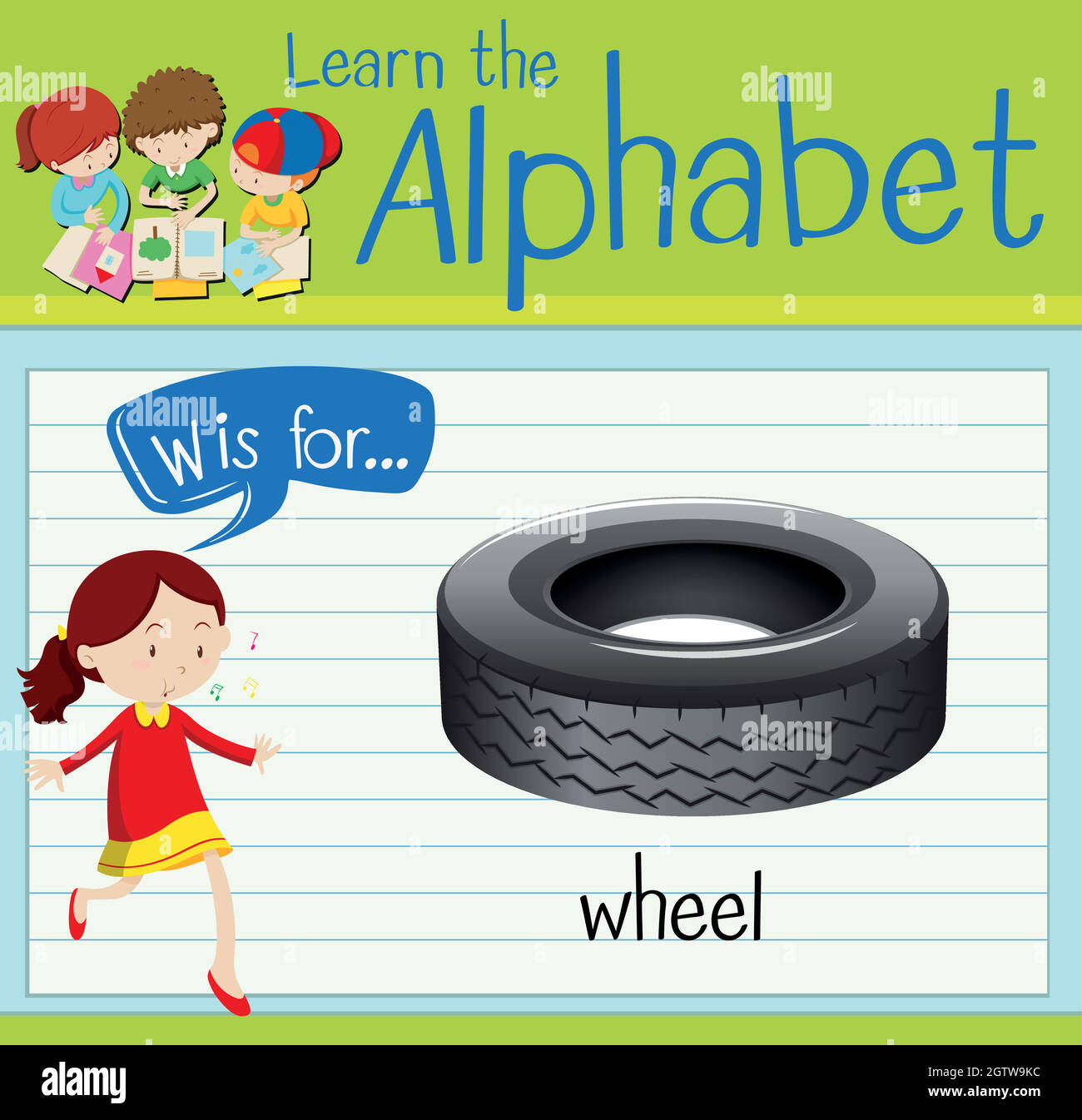 Flashcard letter W is for wheel Stock Vector Image & Art - Alamy