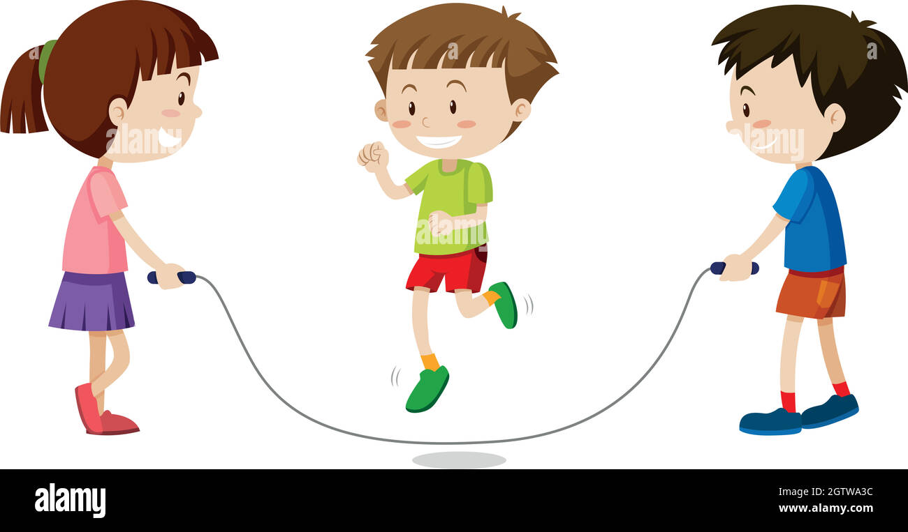 Three kids jumping rope Stock Vector Image & Art - Alamy