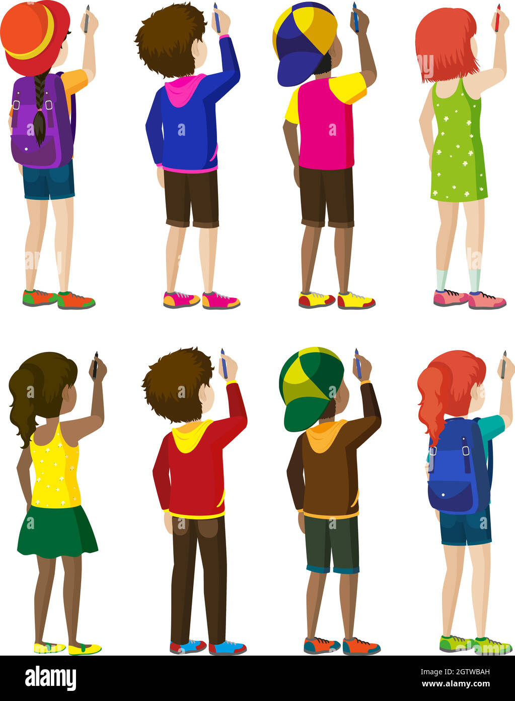 Faceless kids writing Stock Vector Image & Art - Alamy