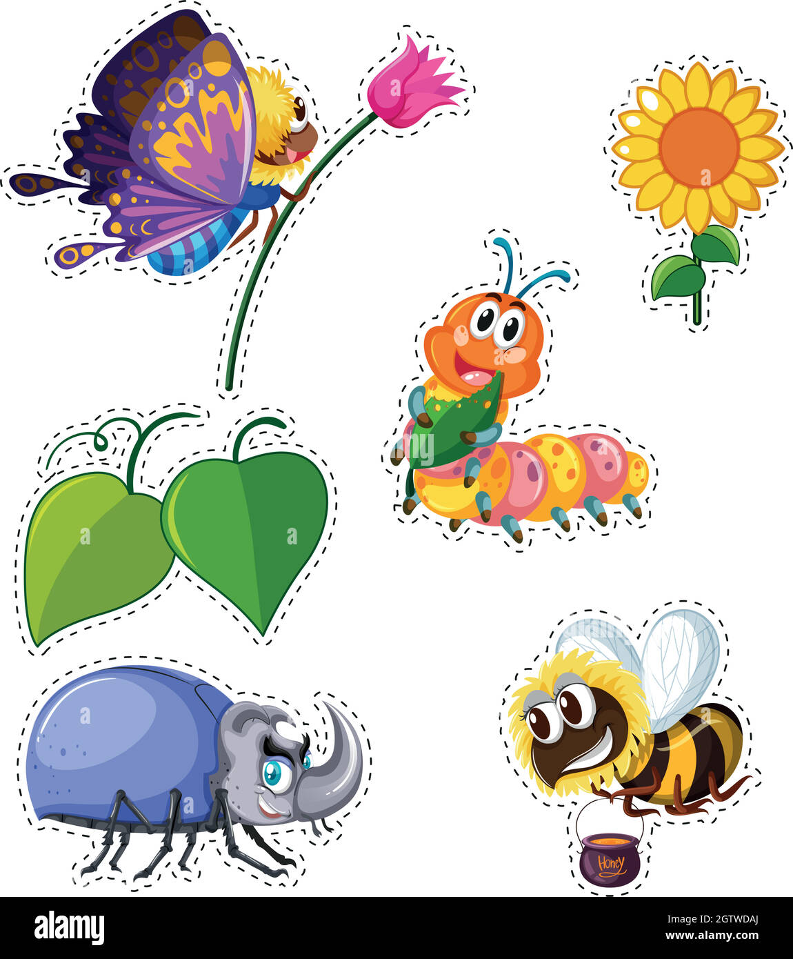 Sticker set with many types of insects Stock Vector Image & Art - Alamy