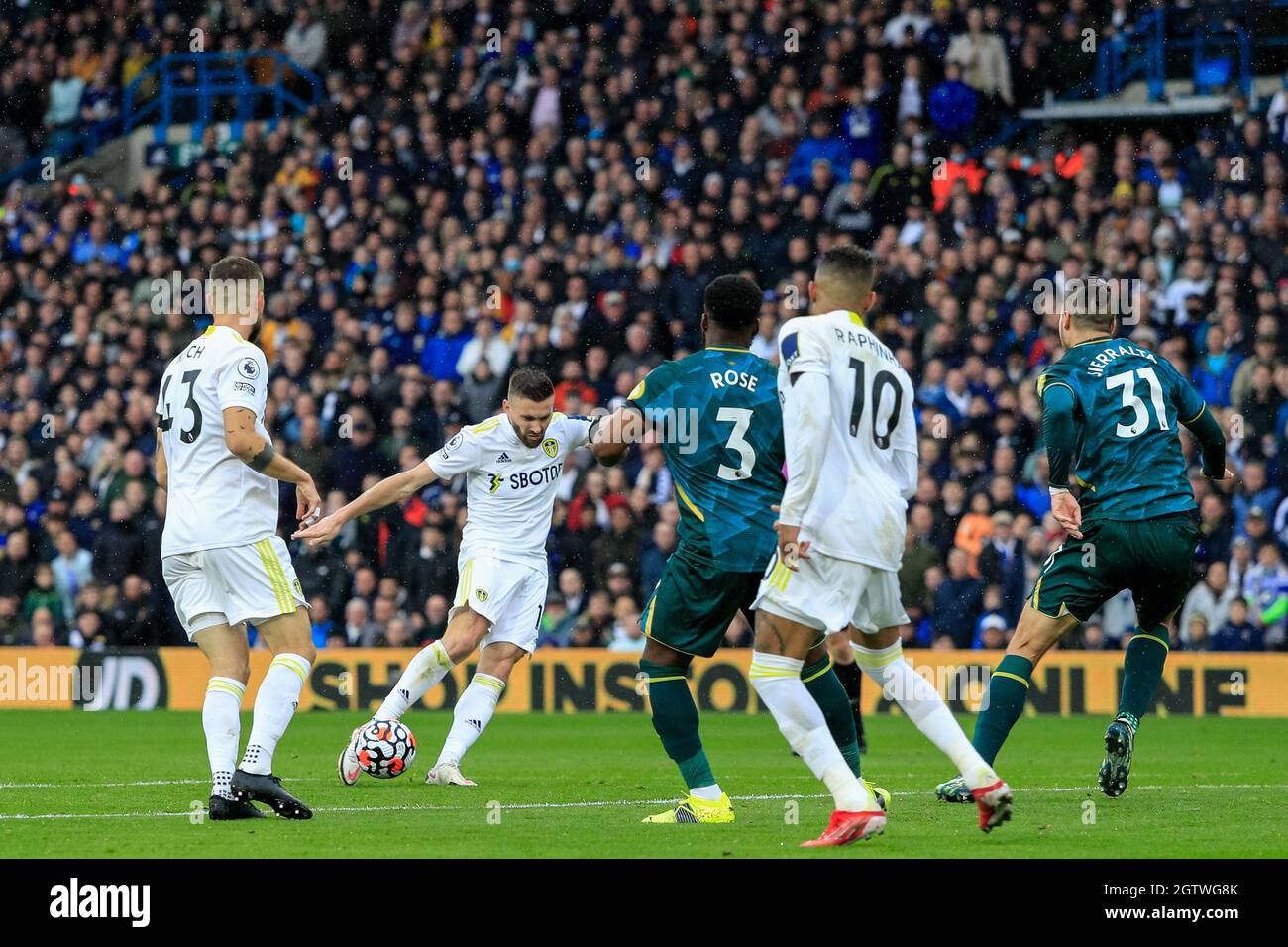 Stuart Dallas #15 of Leeds United shoots at goal Stock Photo - Alamy