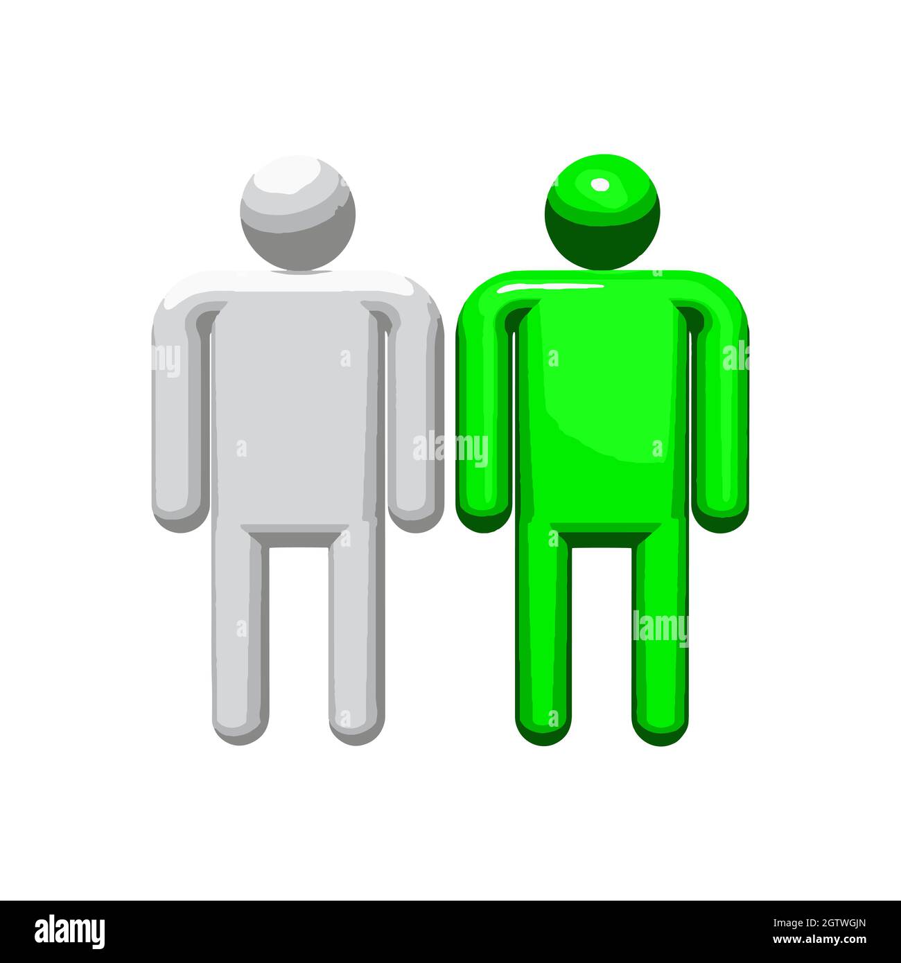 Two figures of people. Partnership agreement. Gray and green man ...