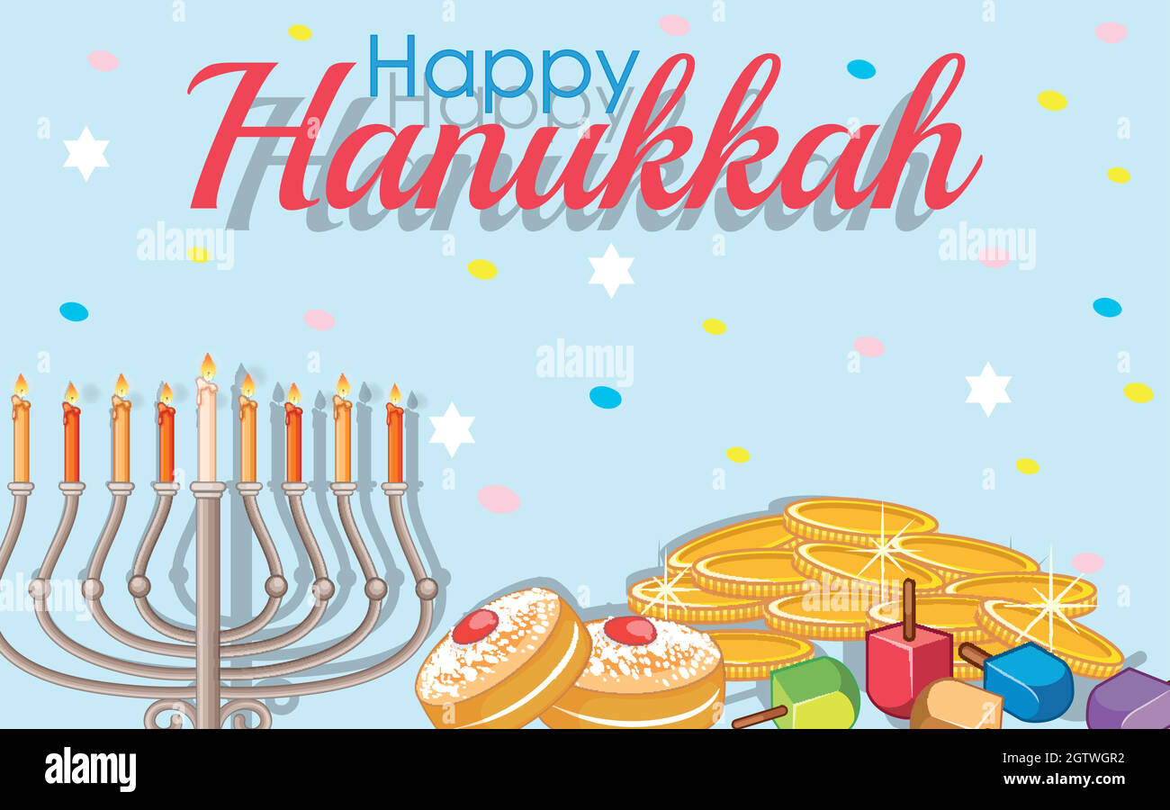 Happy Hanukkah card template with gold and lights Stock Vector Image ...
