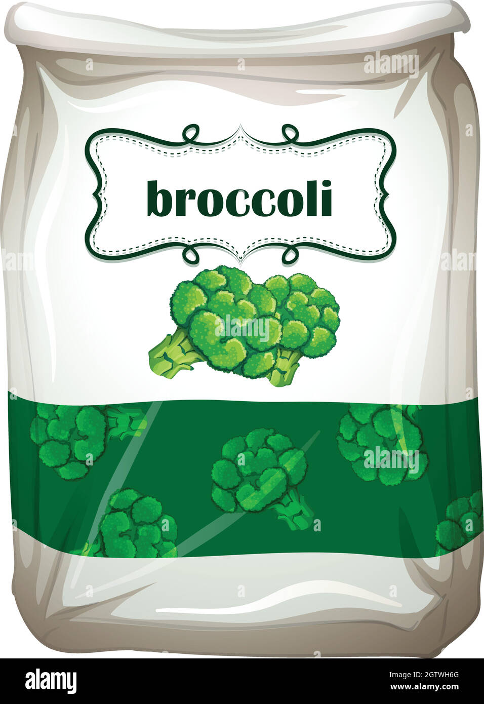 Bag of broccoli with label Stock Vector Image & Art - Alamy
