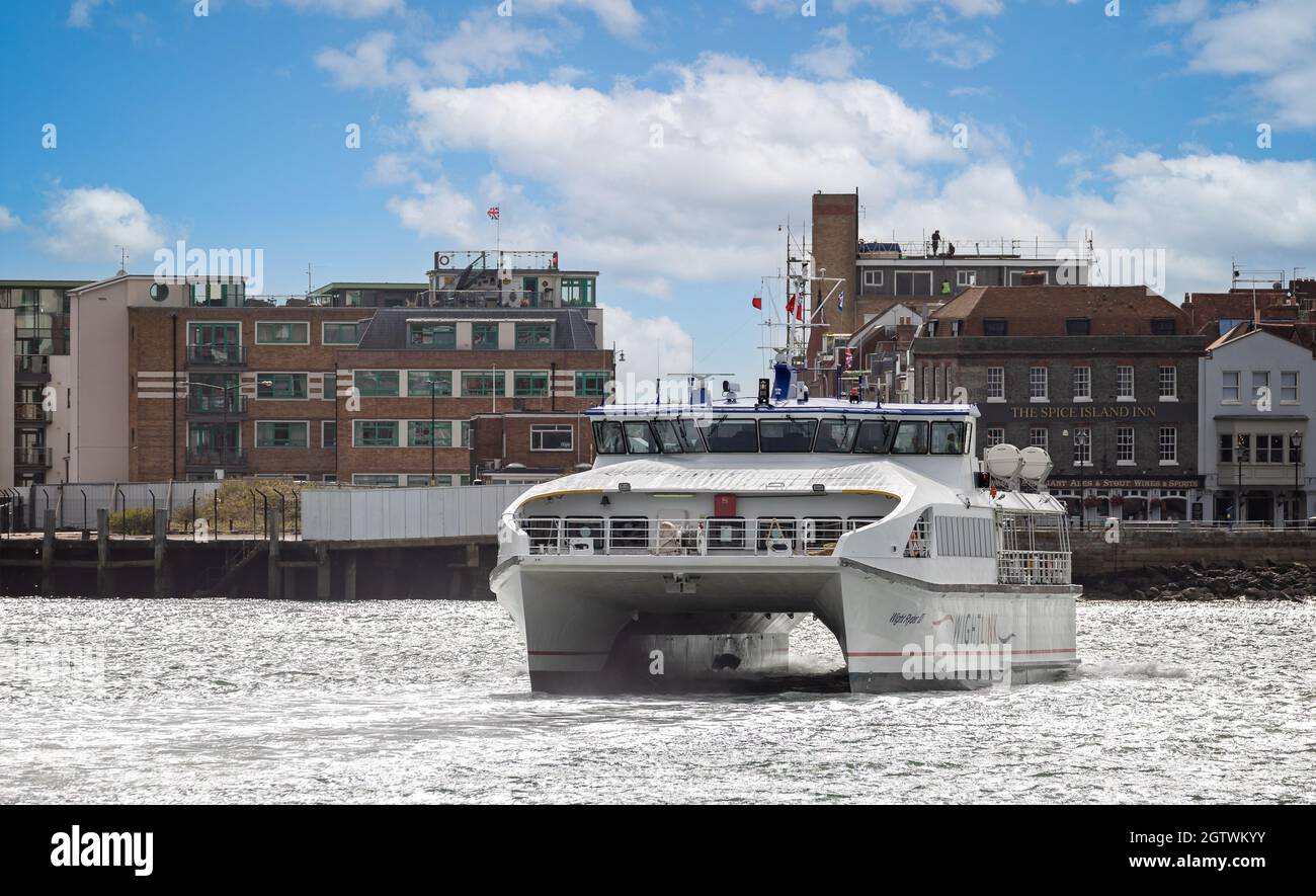 Wightline Catamaran Ferry the Wight Ryder II under way in Portsmouth ...