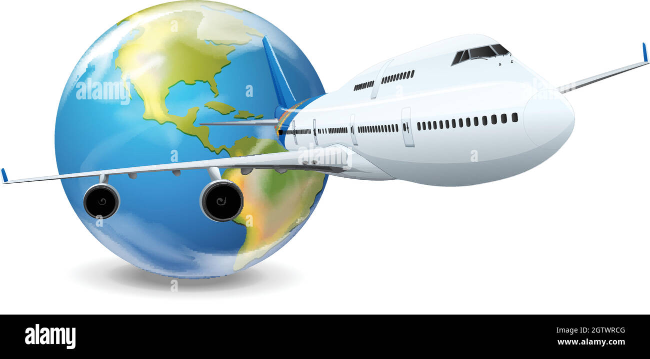 Earth globe and airplane Stock Vector Image & Art - Alamy