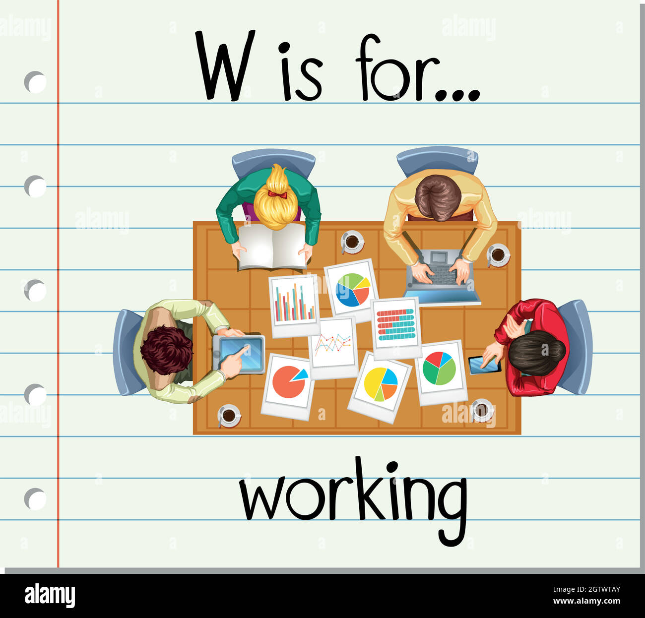 Flashcard letter W is for working Stock Vector Image & Art - Alamy