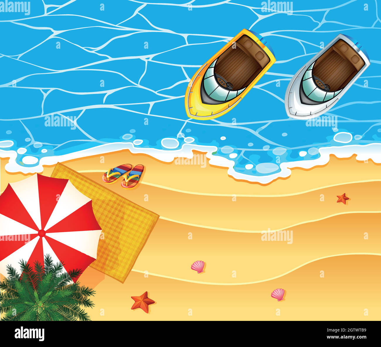 Aerial view of ocean with boats floating on water Stock Vector Image ...