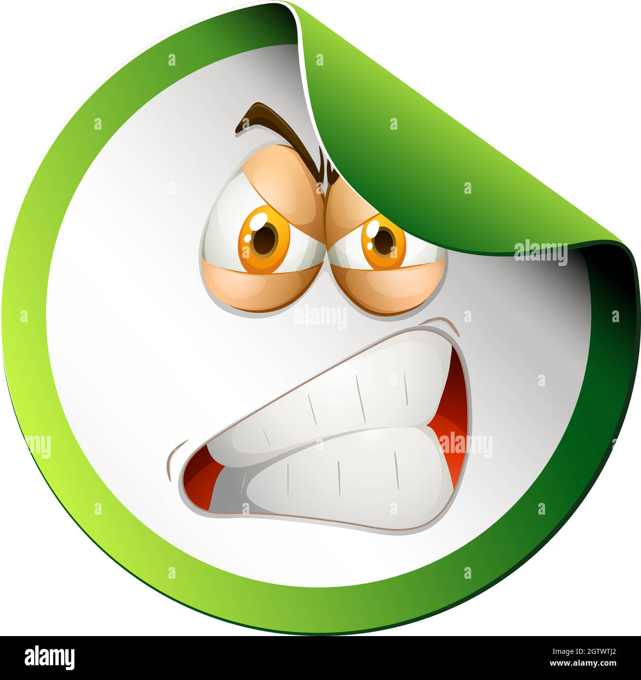 Angry face on green sticker Stock Vector Image & Art - Alamy
