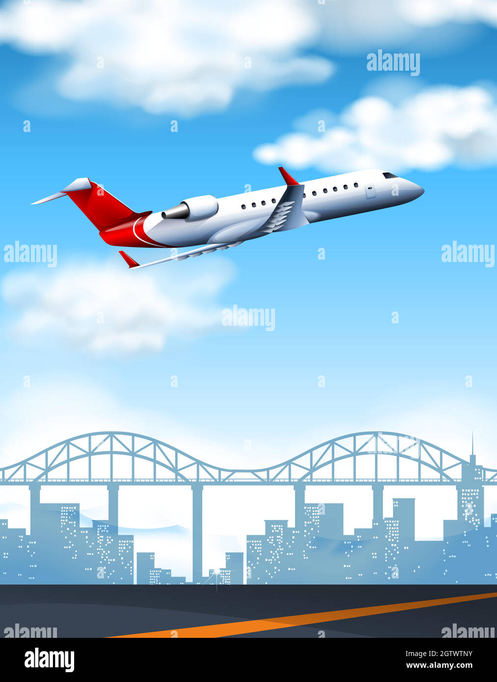 Airplane flying over the city at daytime Stock Vector Image & Art - Alamy