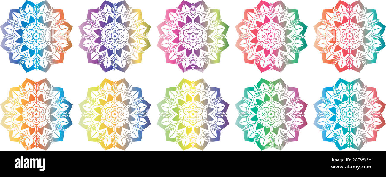 Set of mandala patterns in many colors Stock Vector Image & Art - Alamy