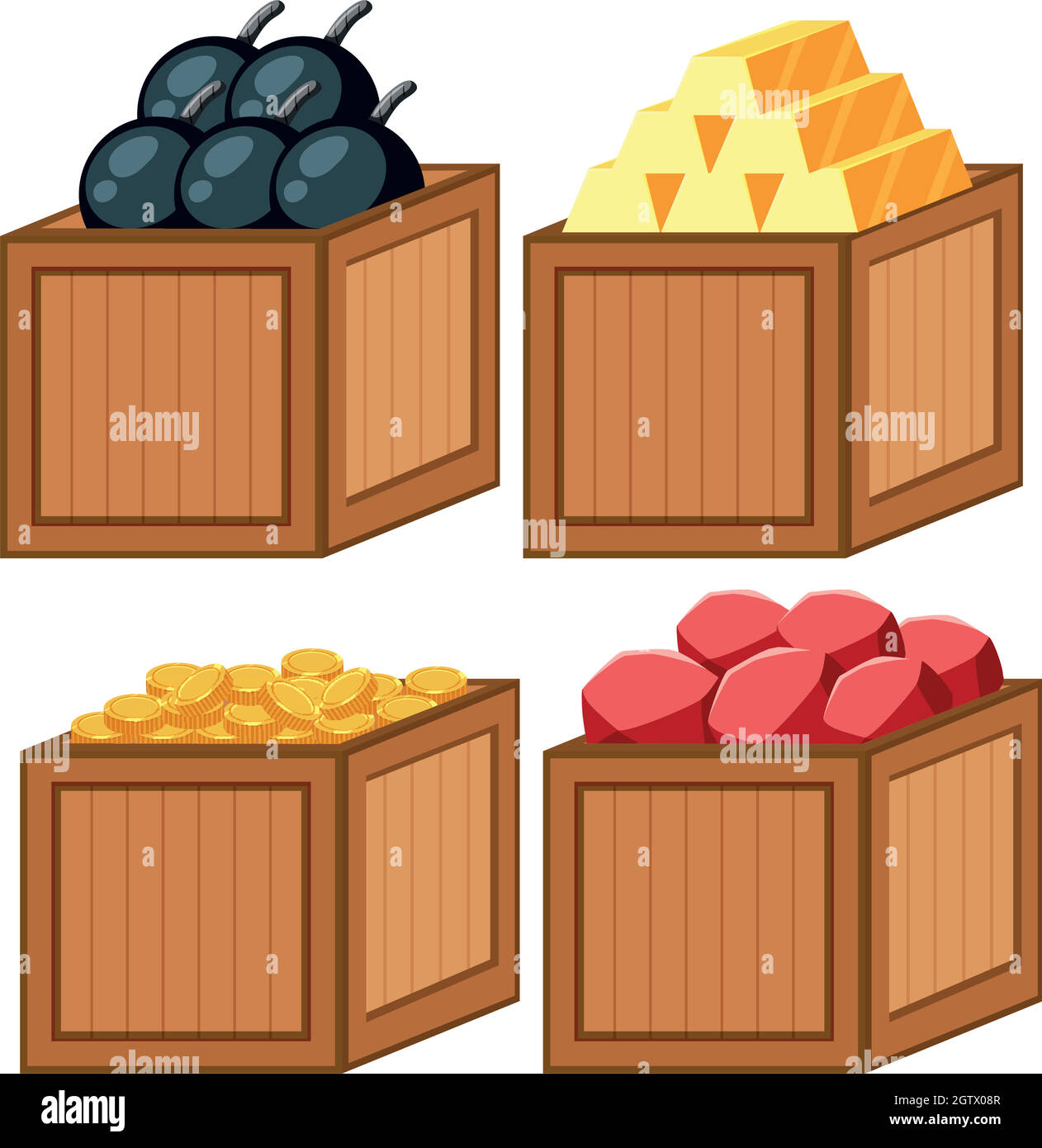 Set of object in the wooden box Stock Vector Image & Art - Alamy