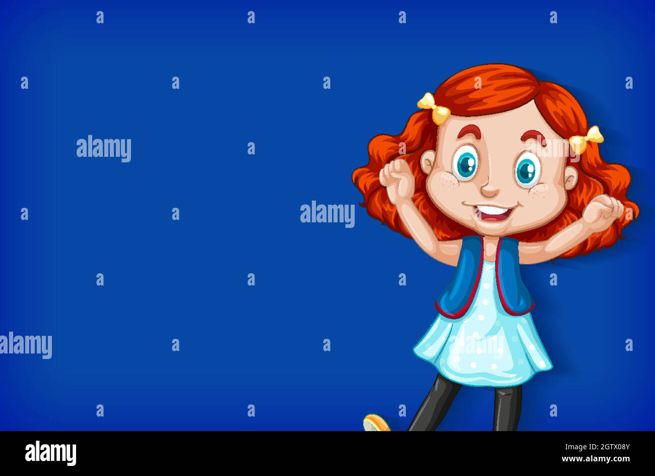 Background template with plain color wall and happy girl Stock Vector ...