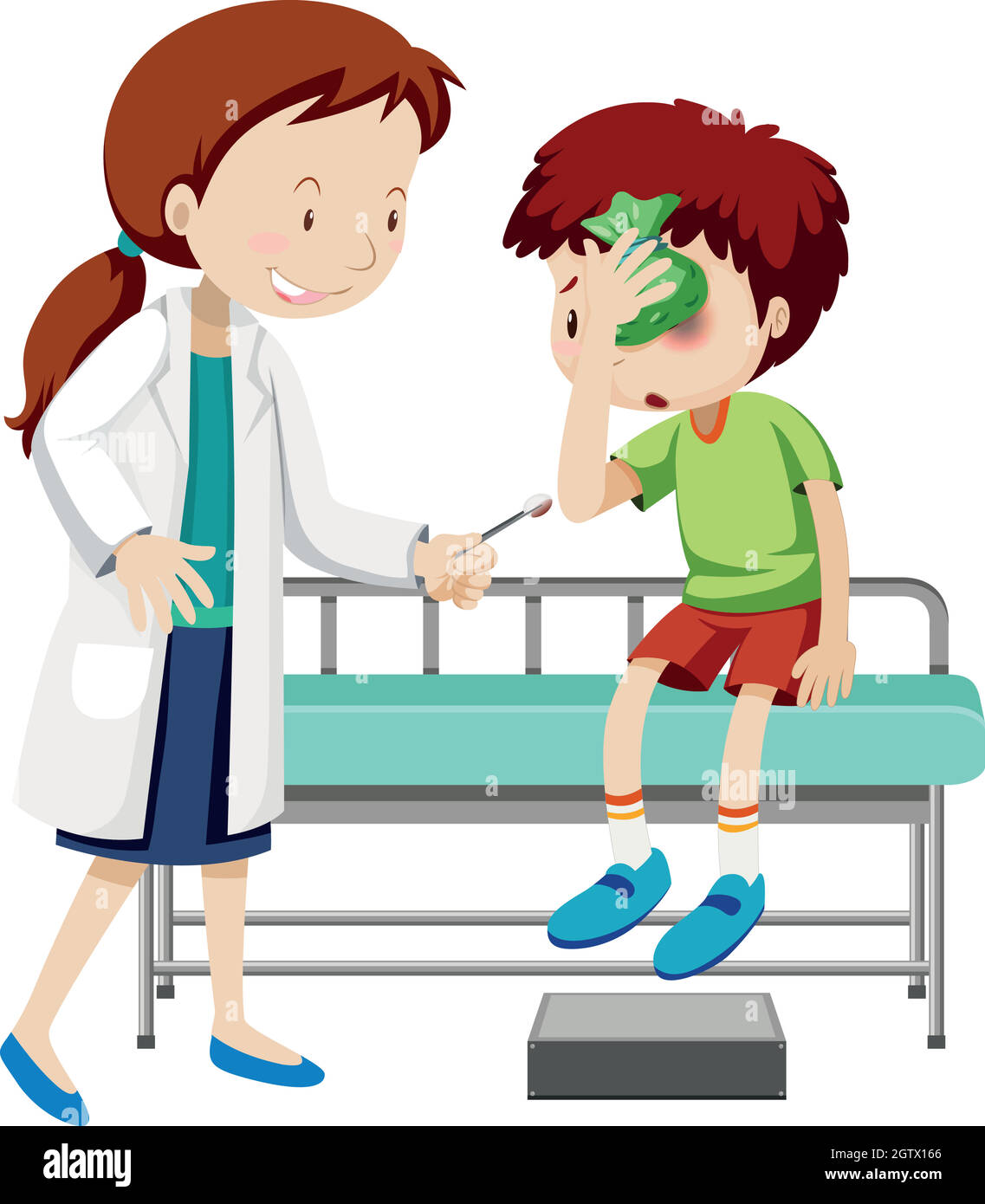 Doctor helping injured boy Stock Vector Image & Art - Alamy