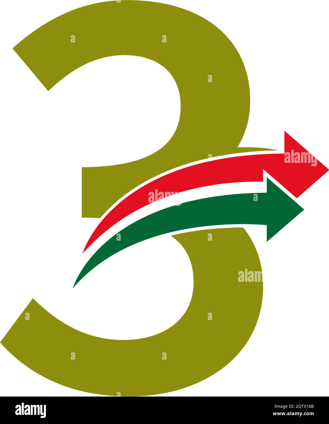 Doubel arrow in front number 3 icon logo design template illustration ...