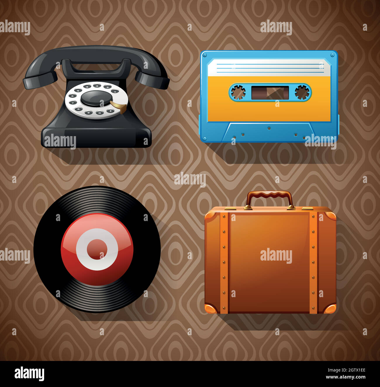 Four vintage items on brown background Stock Vector Image & Art - Alamy
