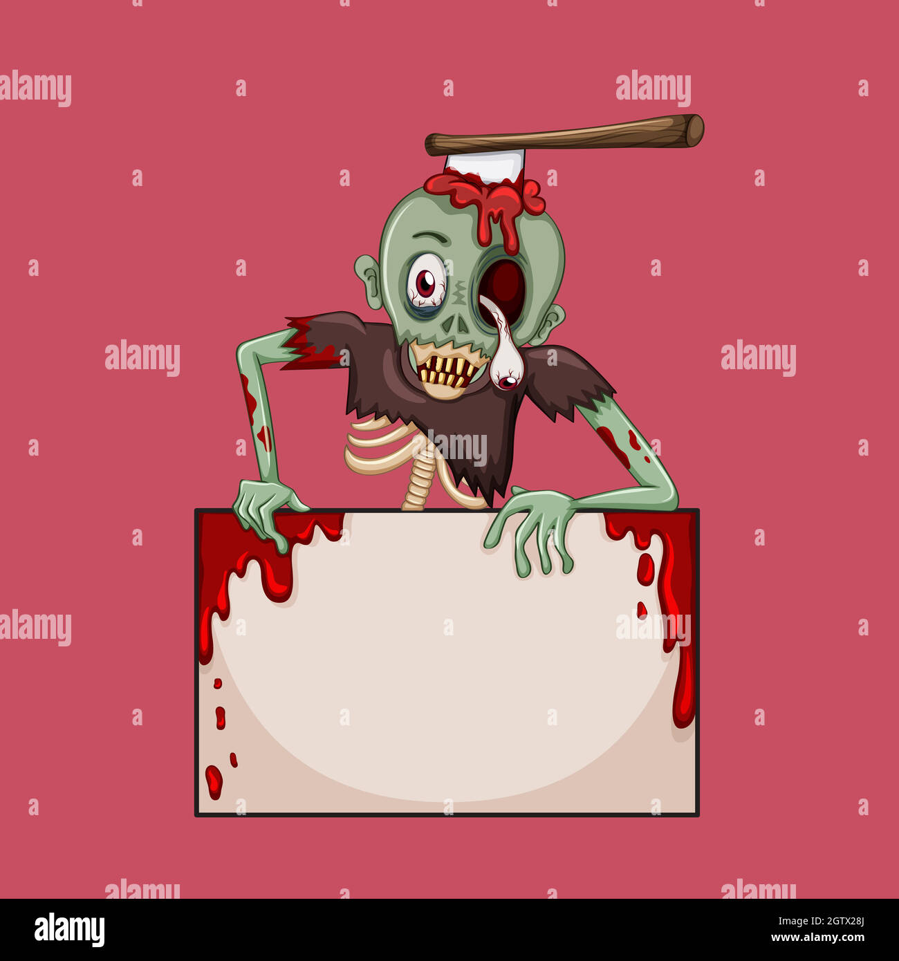 Zombie with axe on the head Stock Vector Image & Art - Alamy