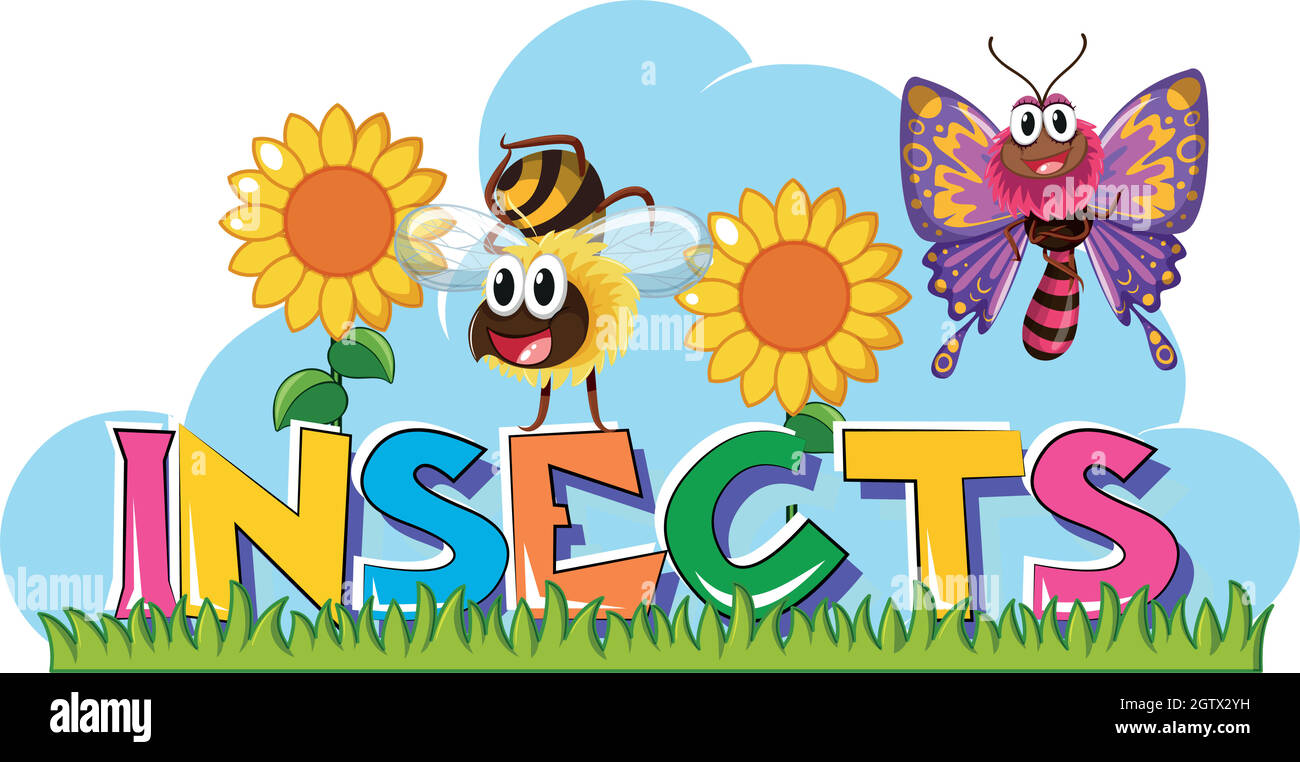 Word insects with many insects in garden Stock Vector Image & Art - Alamy