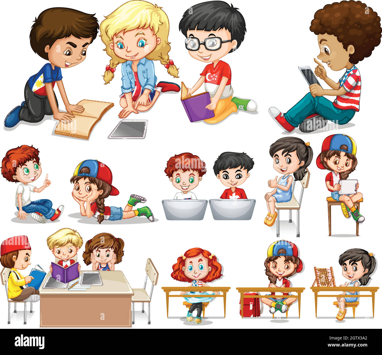 Children reading and learning Stock Vector Image & Art - Alamy