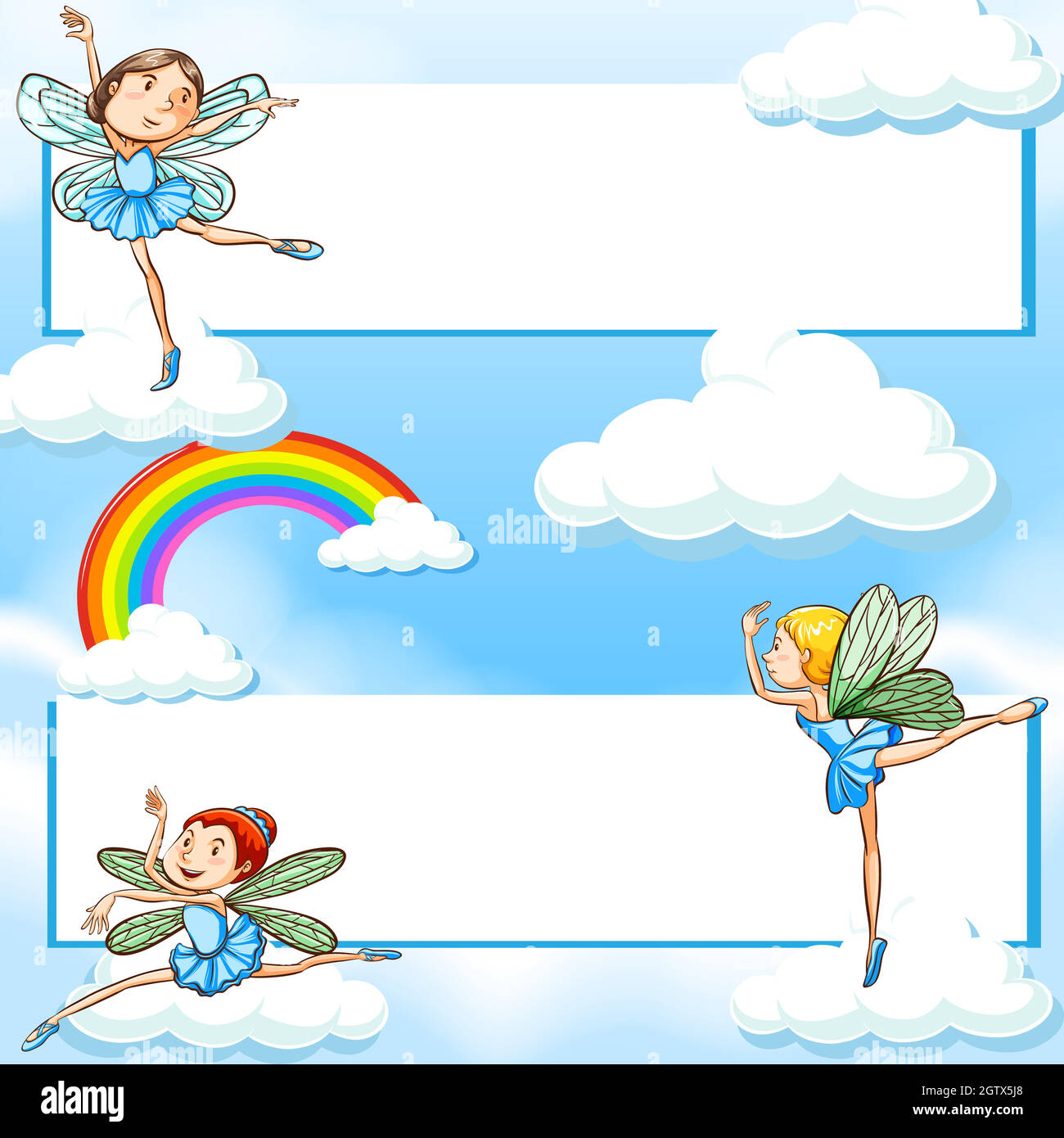 Two banners with fairies flying in blue sky Stock Vector Image & Art ...