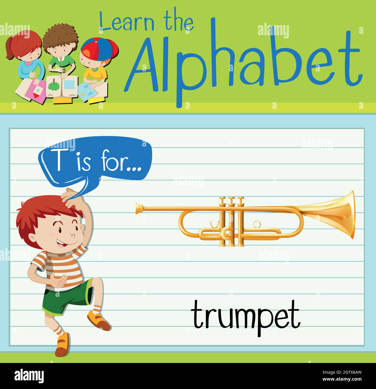Flashcard alphabet T is for trumpet Stock Vector Image & Art - Alamy