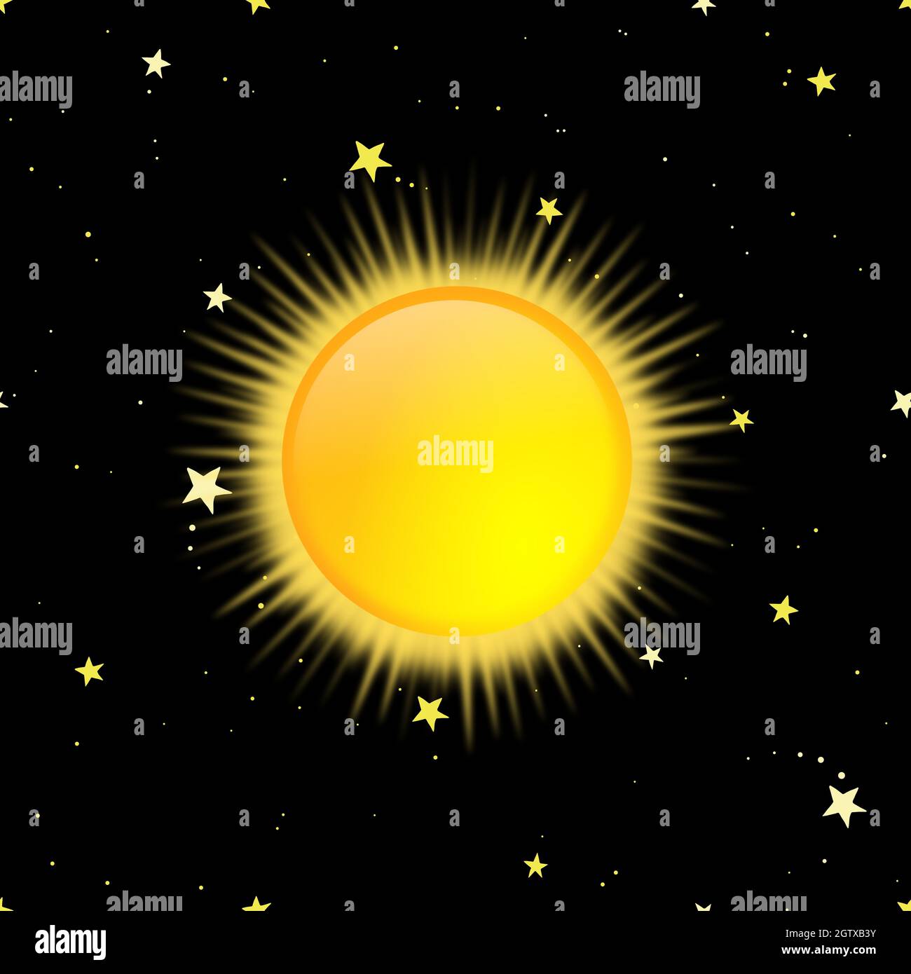 Sun with dark starry background Stock Photo - Alamy