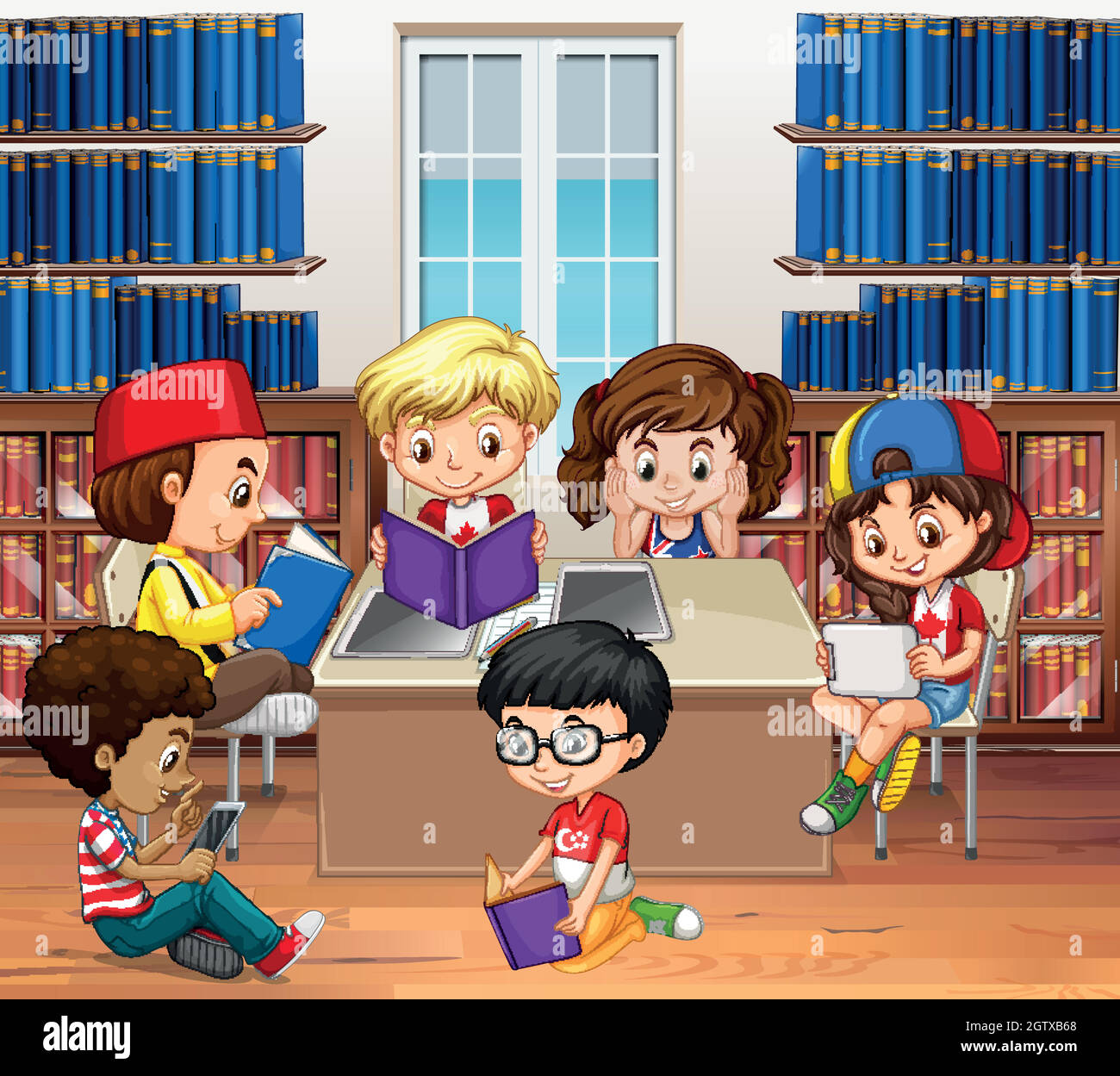 Boys and girls in school Stock Vector Images - Alamy