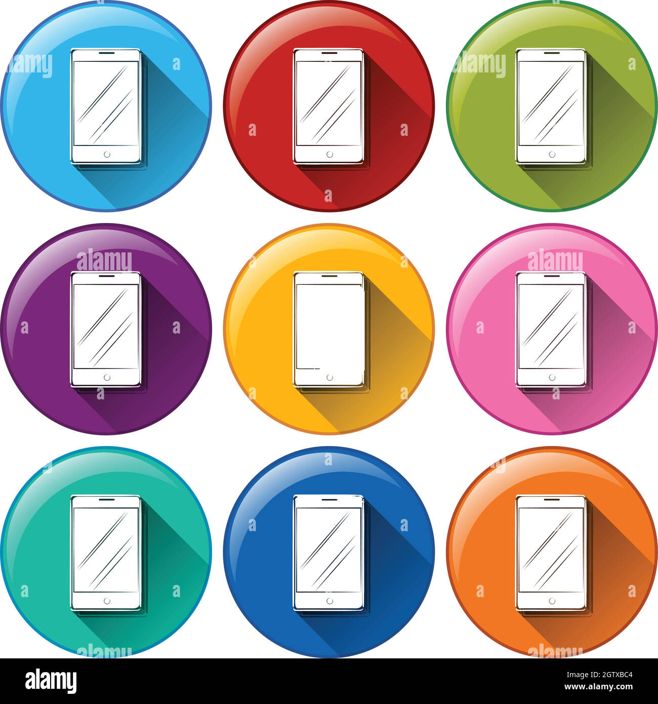 Rounded icons with cellular phones Stock Vector Image & Art - Alamy