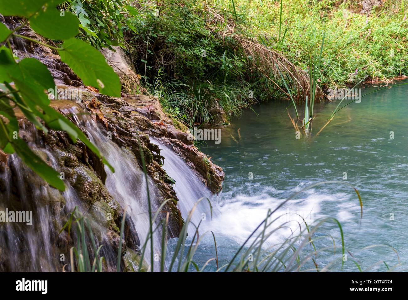 Mountain Lake and Waterfall in Polilimnio area in Messinia, Greece ...