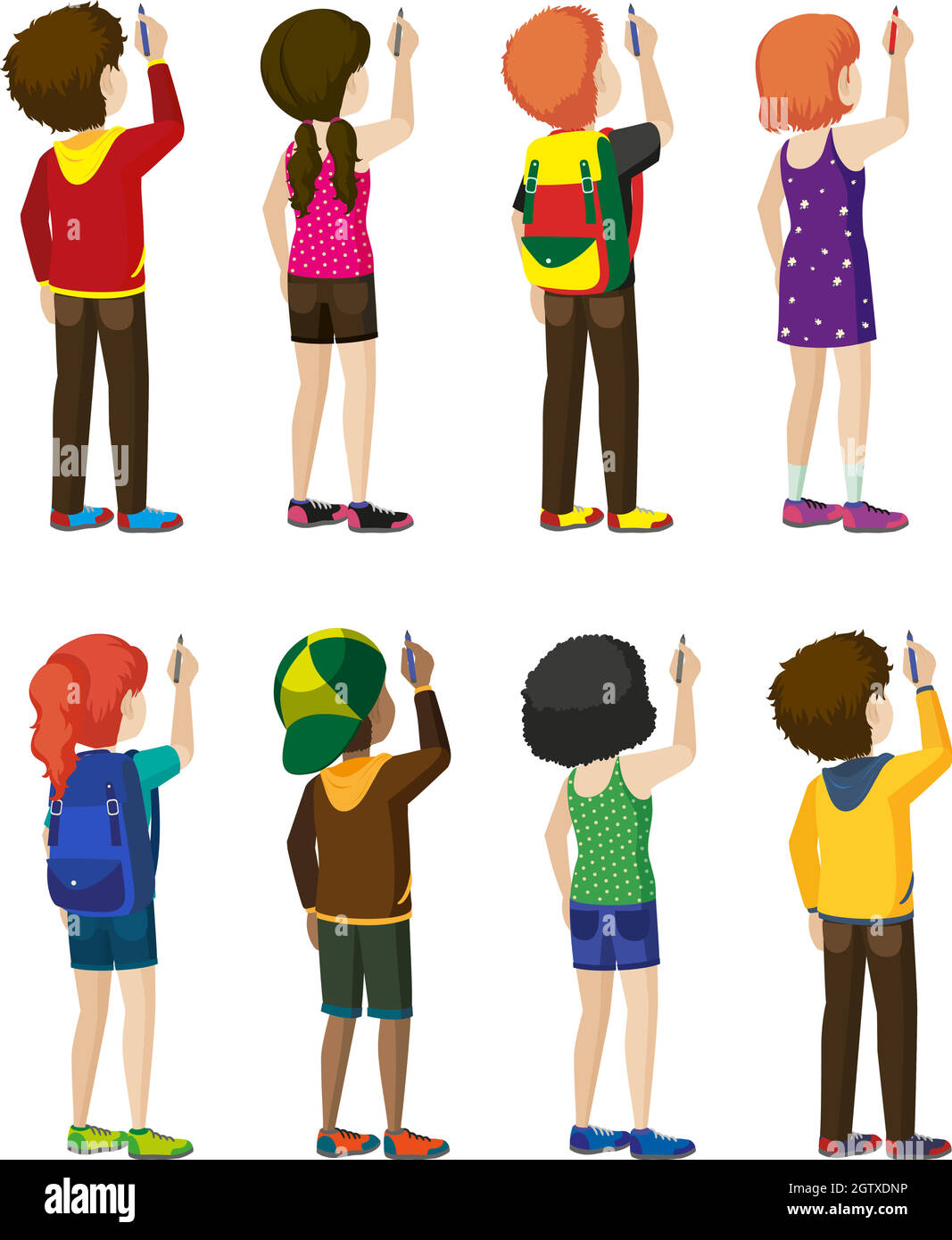 A group of kids writing Stock Vector Image & Art - Alamy