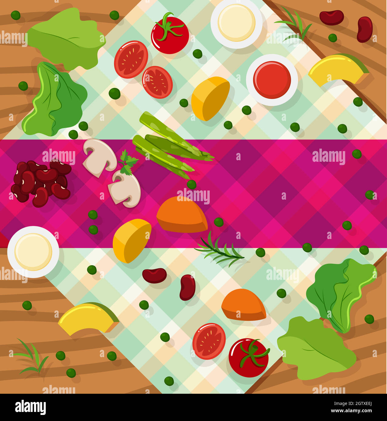 Background template with vegetables on table Stock Vector Image & Art ...