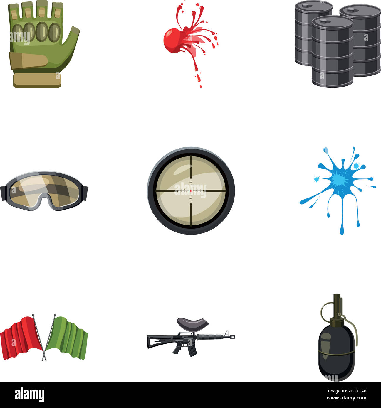 Competition paintball icons set, cartoon style Stock Vector Image & Art ...