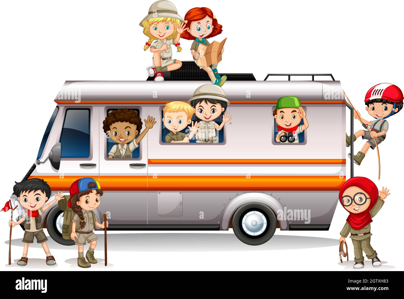 Children riding on van Stock Vector Image & Art - Alamy