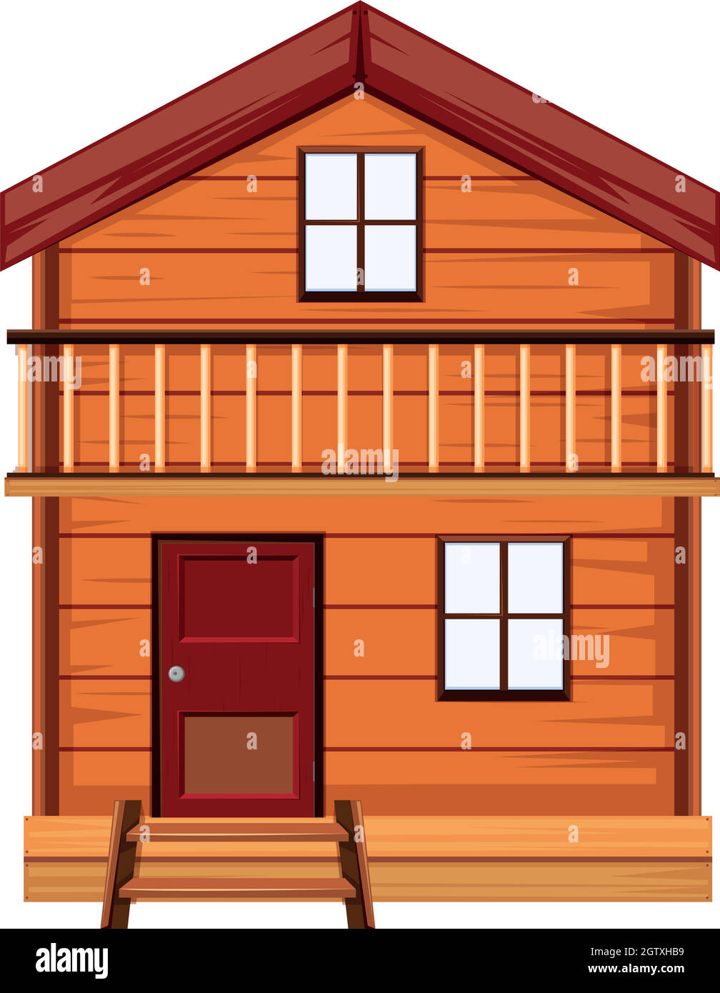 Wooden house windows balcony Stock Vector Images - Alamy
