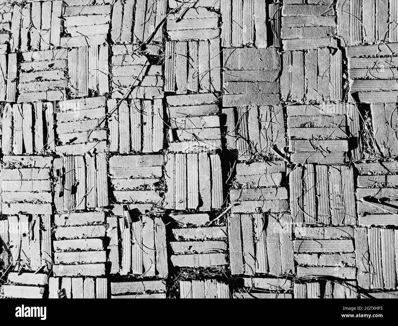 Brick Ground Pattern Black And White Stock Photo - Alamy