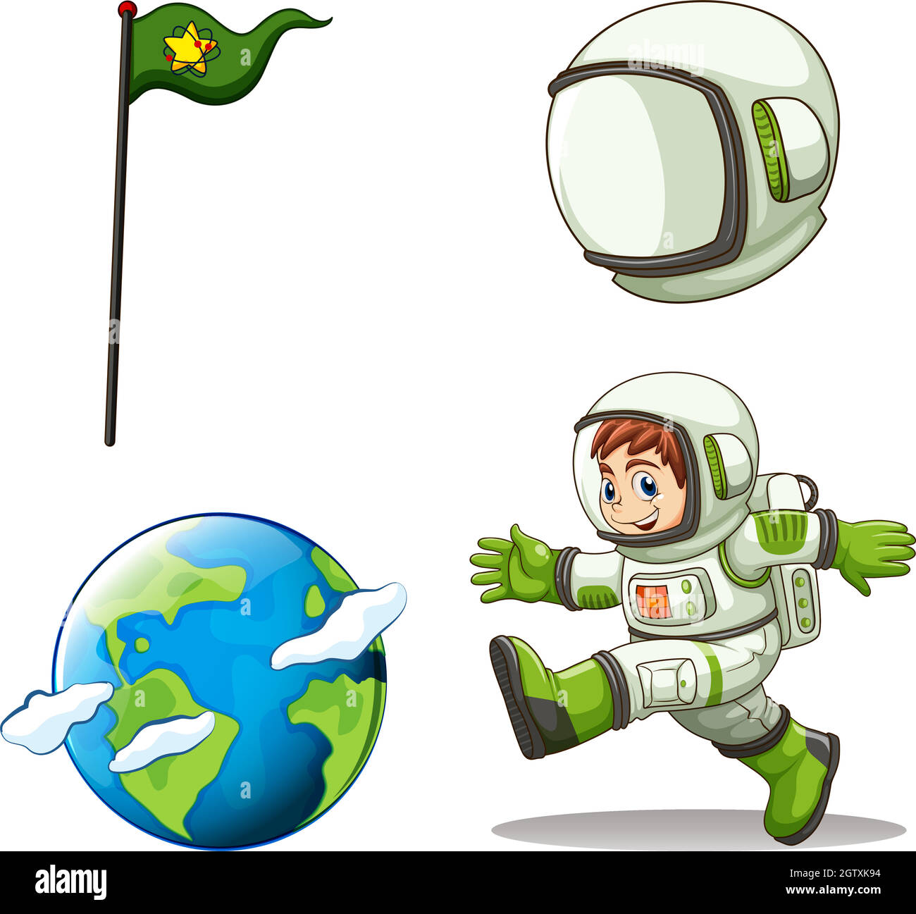 Happy boy green background Cut Out Stock Images & Pictures - Alamy