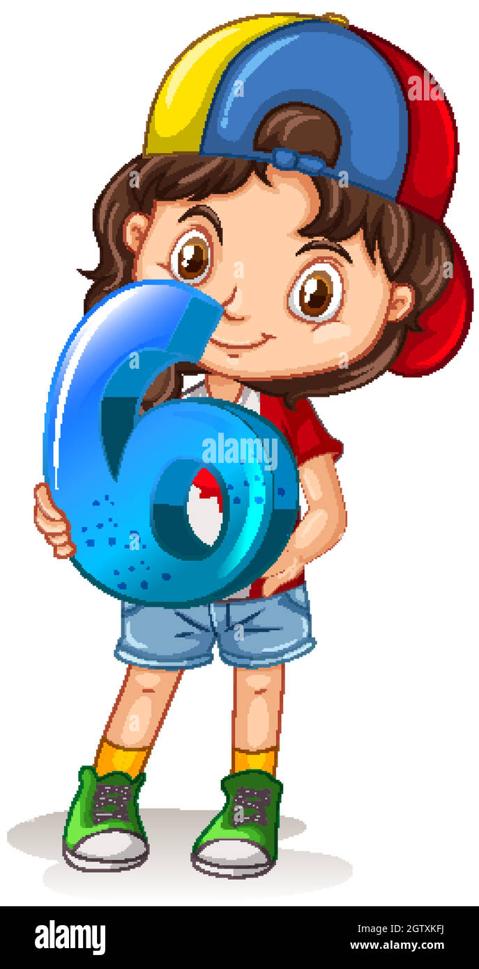 Canadian girl wearing cap holding math number six Stock Vector Image ...