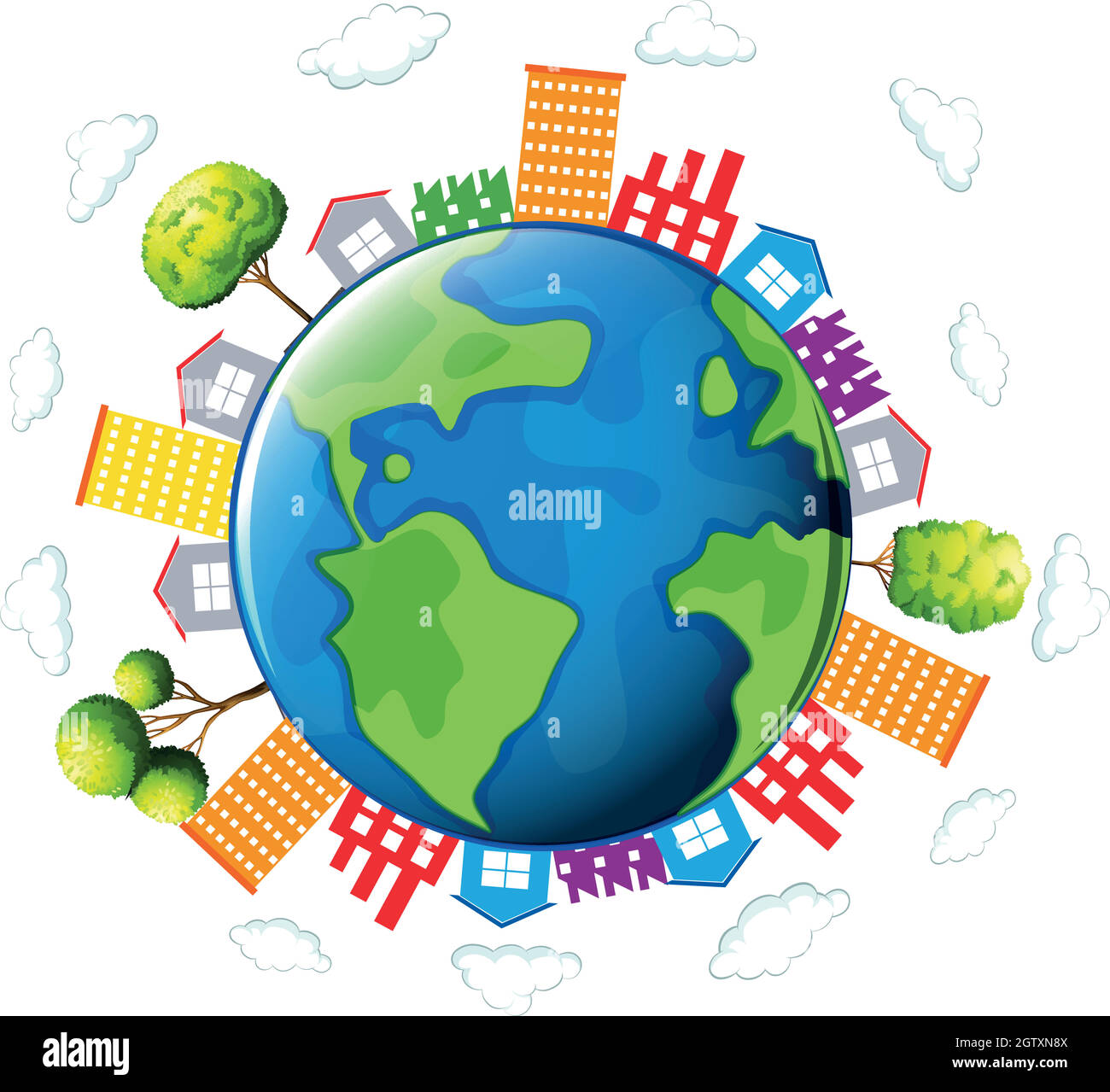 Houses and buildings around the earth Stock Vector Image & Art - Alamy