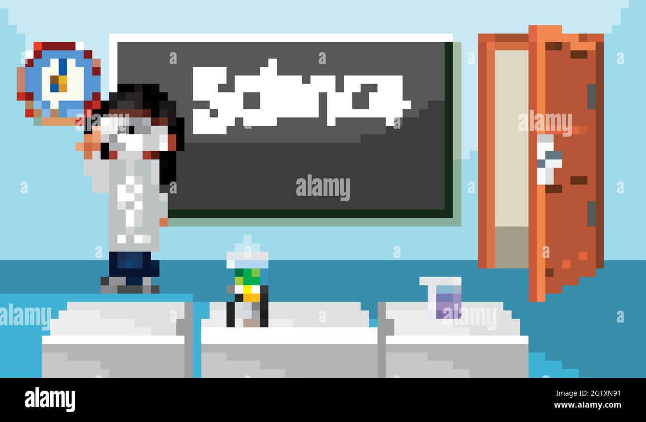 Classroom scene with teacher in front of science class Stock Vector ...