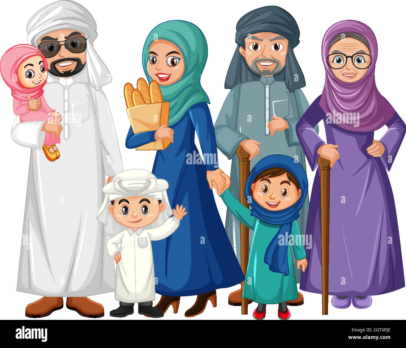 Member of family cartoon character on white background Stock Vector ...