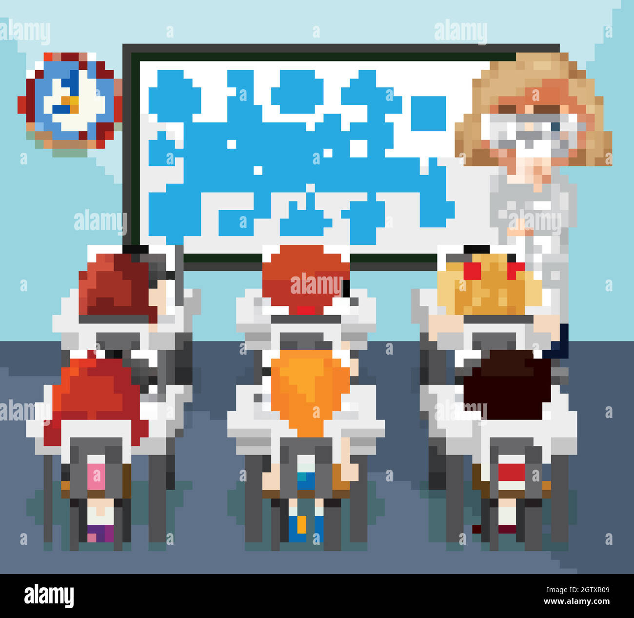 Classroom scene with teacher and students in the room Stock Vector ...