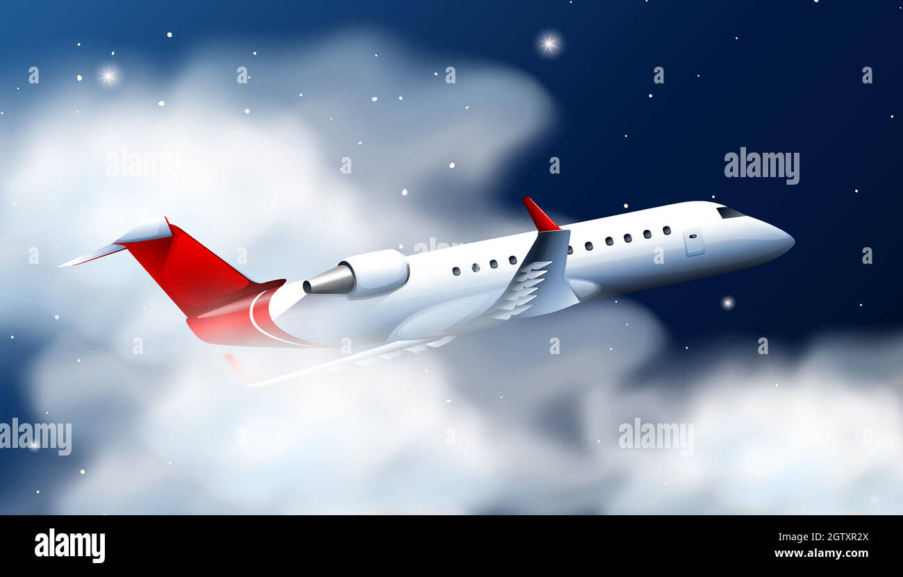 Jet plane flying in the sky at night Stock Vector Image & Art - Alamy