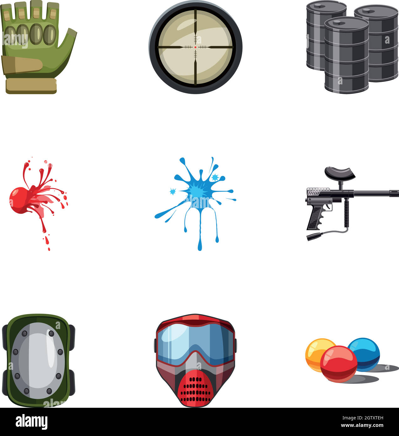 Paintball club icons set, cartoon style Stock Vector Image & Art - Alamy