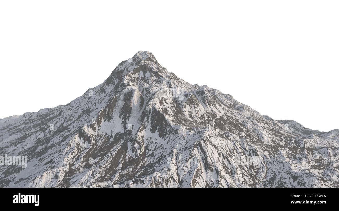3D illustration snowy mountains Isolated on white background Stock ...