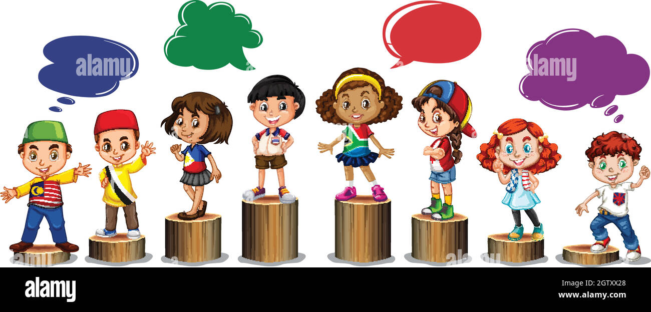 International children standing on log Stock Vector Image & Art - Alamy