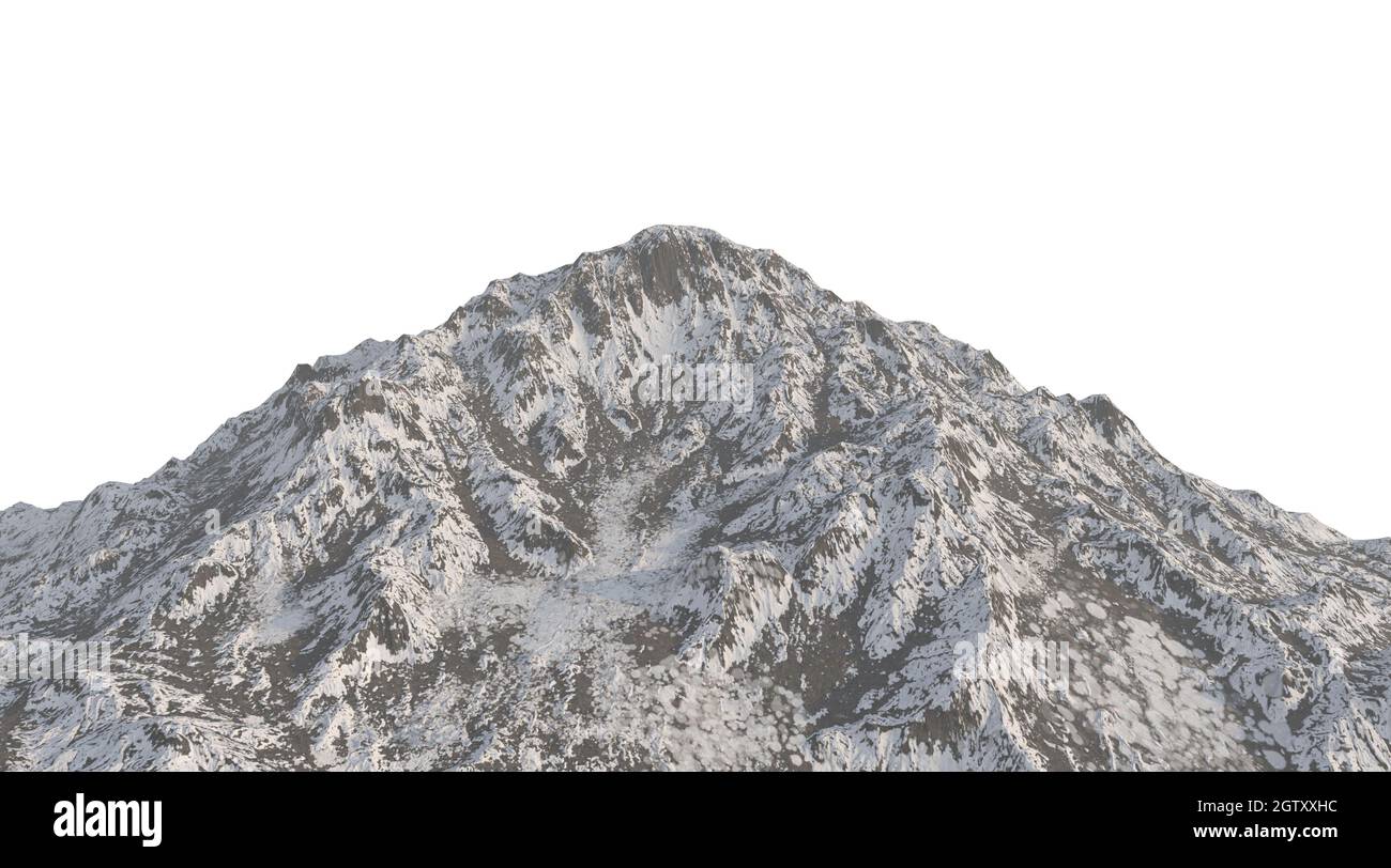 3D illustration snowy mountains Isolated on white background Stock ...